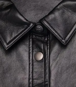 ANINE BING Leather-blend Dante Shirt - Black