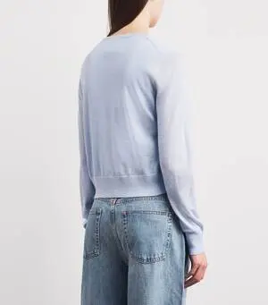ANINE BING Wool-cashmere Moni Cardigan - Blue
