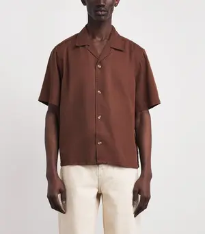 WAX LONDON Camp Collar Curzon Shirt - Brown