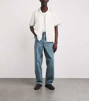 WAX LONDON Cotton-linen Embroidered Didcot Shirt - Ivory