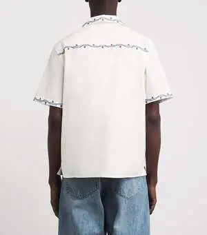 WAX LONDON Cotton-linen Embroidered Didcot Shirt - Ivory