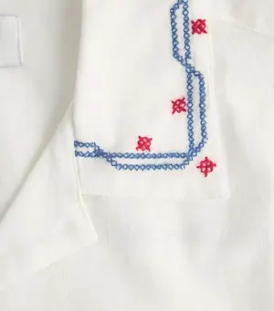WAX LONDON Cotton-linen Embroidered Didcot Shirt - Ivory