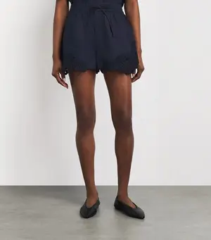 Veronica Beard Cotton Lace Vivaldi Shorts - Navy