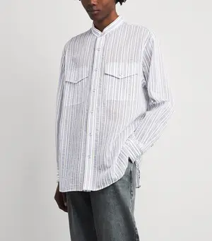 SYSTEM Cotton-blend Seersucker Stripe Shirt