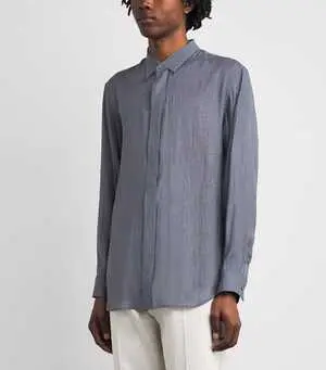 SYSTEM Hidden Button Shirt - Grey