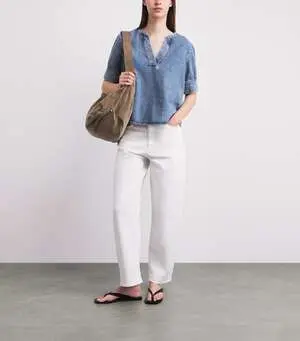 FRAME Denim V-neck Shirt - Blue