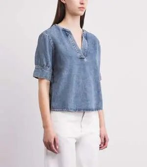 FRAME Denim V-neck Shirt - Blue