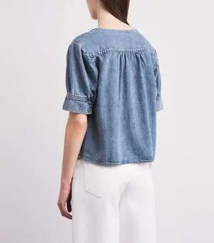 FRAME Denim V-neck Shirt - Blue