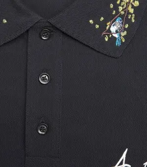 Amiri Cotton Embroidered Polo Shirt - Black