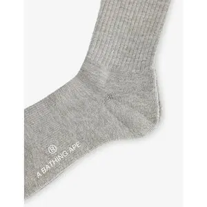 A BATHING APE One Point Cotton-blend Crew Socks - Grey
