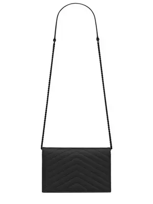 Saint Laurent Envelope Pochette With Cassandre Chain - Black