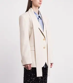 Acne Studios Wool Pinstripe Scarf Blazer - Ivory