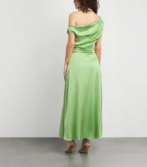 Staud Silk Asymmetric Phare Midi Dress