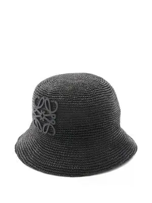 Loewe X Paula's Ibiza Anagram Raffia Bucket Hat - Black