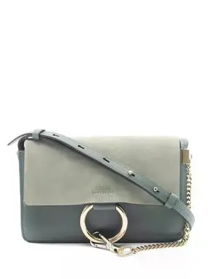 Chloé 2000s Faye Suede And Leather Shoulder Bag - Blue