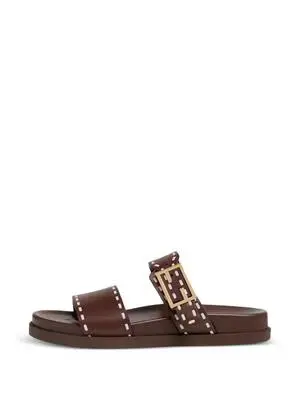 Fendi Buckle Slippers - Brown