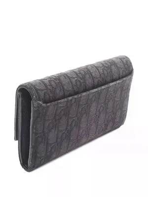 Dior 2010s Oblique-jacquard Long Flap Wallet - Black