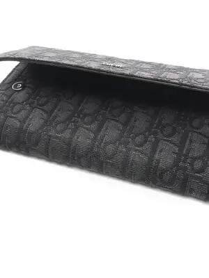 Dior 2010s Oblique-jacquard Long Flap Wallet - Black
