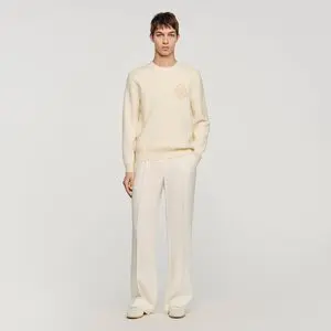 Sandro Crochet Flower Knit Sweatshirt