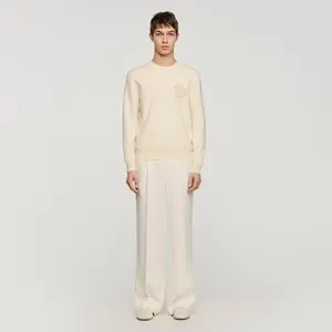 Sandro Crochet Flower Knit Sweatshirt