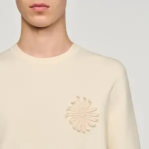 Sandro Crochet Flower Knit Sweatshirt