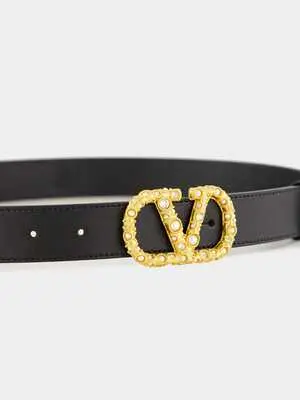 Valentino Garavani Vlogo Signature Leather Belt