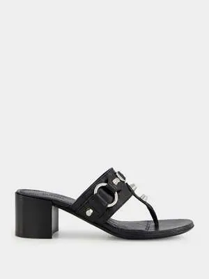 Balenciaga Mid-heel City Thong Sandals - Black