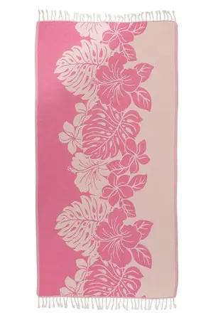 INFUSEZEN Hibiscus Flower Sand Resistant Organic Turkish Towel - Pink