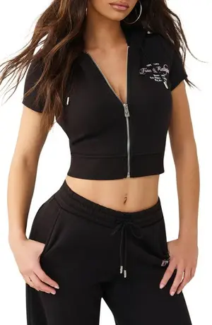 True Religion Crystal Embellished Zip-up Hoodie - Jet Black