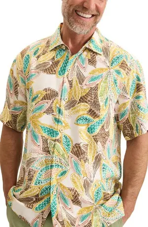 Tommy Bahama Fuego Tropics Short Sleeve Silk Button-up Shirt - Coconut