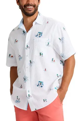 Tommy Bahama Nova Wave Pineapple Pete Short Sleeve Seersucker Button-up Shirt