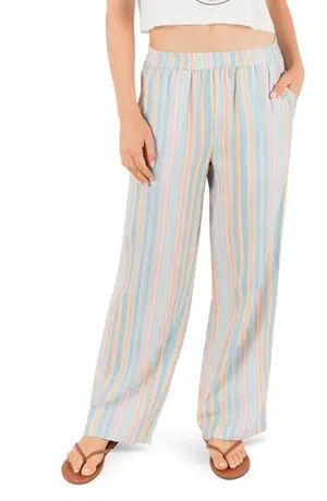 Hurley Avalon Stripe Cotton Gauze Wide Leg Pants - Blue Multi