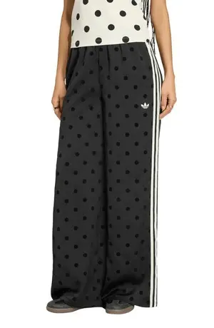 ADIDAS ORIGINALS Firebird Polka Dot Wide Leg Track Pants - Black