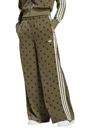 ADIDAS ORIGINALS Firebird Polka Dot Wide Leg Track Pants - Olive Strata