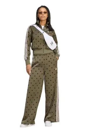 ADIDAS ORIGINALS Firebird Polka Dot Wide Leg Track Pants - Olive Strata