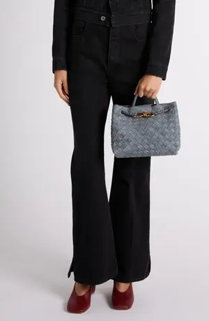 Bottega Veneta Small Andiamo Intrecciato Top Handle Bag - Cloudy Indigo