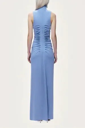 NOCTURNE Sleeveless Ruched Maxi Dress - Blue