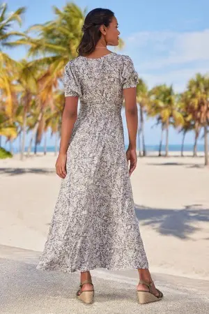 LASCANA Floral Print V-neck Maxi Dress