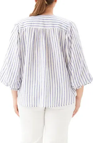 Karen Kane Stripe Linen Blend Shirt