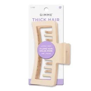 GIMME BEAUTY Thick Rectangle Double Teeth Claw Clip - Beige