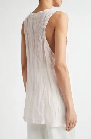 TOTEME Crinkled Cotton Blend Gauze Tank - Bloom