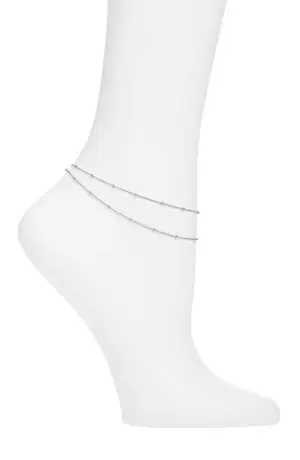 SET & STONES Palmer Layered Anklet - Silver