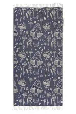 INFUSEZEN Mushroom Sand Resistant Organic Turkish Towel - Navy