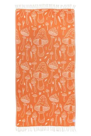 INFUSEZEN Mushroom Sand Resistant Organic Turkish Towel - Orange