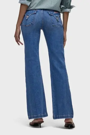 Hudson Jeans Dana Flap Pocket Flare Jeans In Medium-dark Indigo - Tranquil