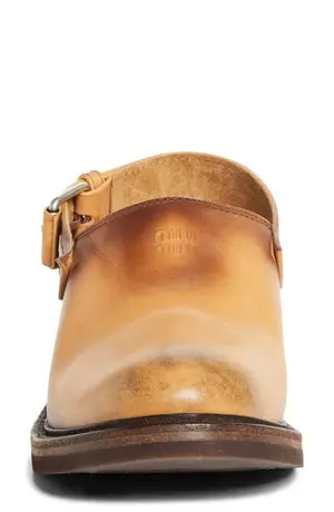 Miu Miu Leather Slingback Clogs - Cuoio