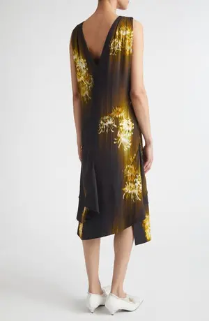 Proenza Schouler Rhetta Asymmetric Midi Dress - Black Multi