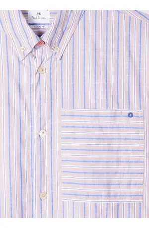 Paul Smith Casual Fit Stripe Cotton Camp Shirt