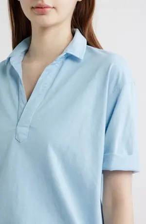Frank & Eileen Patty Popover Cotton Top - Dive Blue