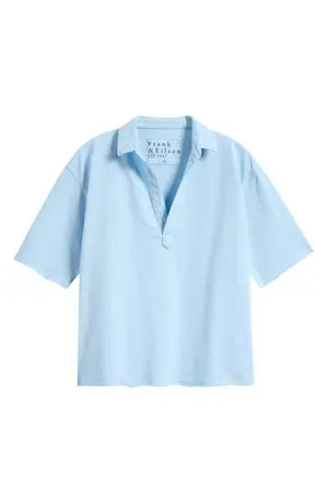 Frank & Eileen Patty Popover Cotton Top - Dive Blue